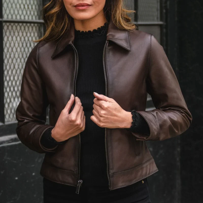 Adalyn Quilted Green Leather Biker Jacket – Pelleaura